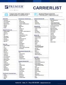 Carrier List | Premier Marketing